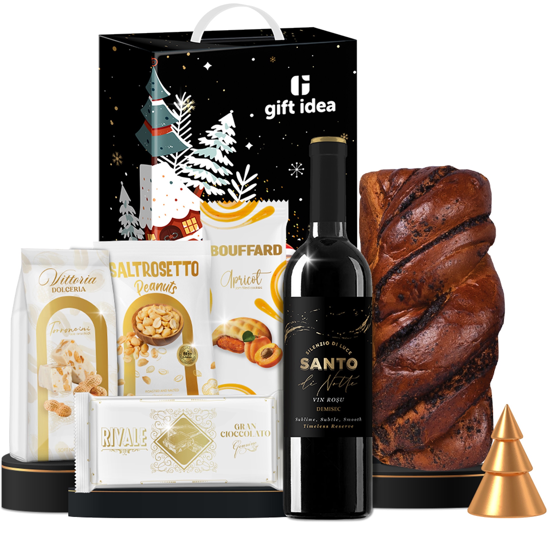 Pachet cadou Festivo-Gift Idea, cu vin rosu demisec Santo di ...