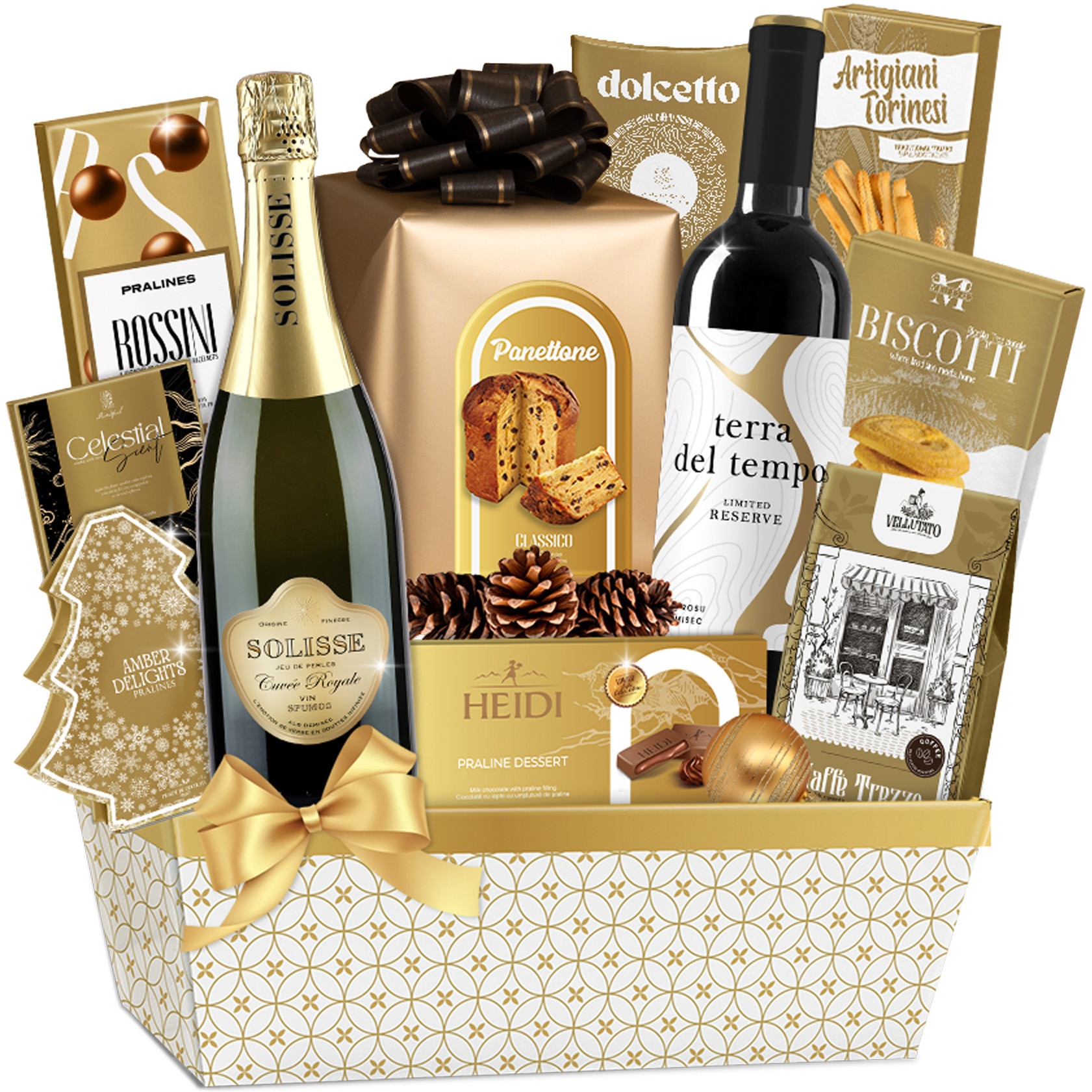 Cos cadou Solaris-vin spumos Solisse Cuvee Royale,vin rosu demisec ...