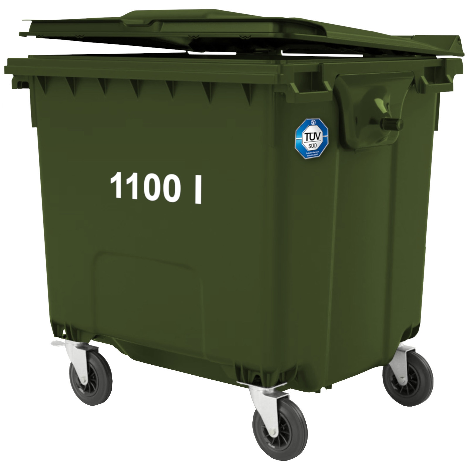 Container de gunoi GSG24 1100l, verde, rezistent la apa si UV, cu 4 ...