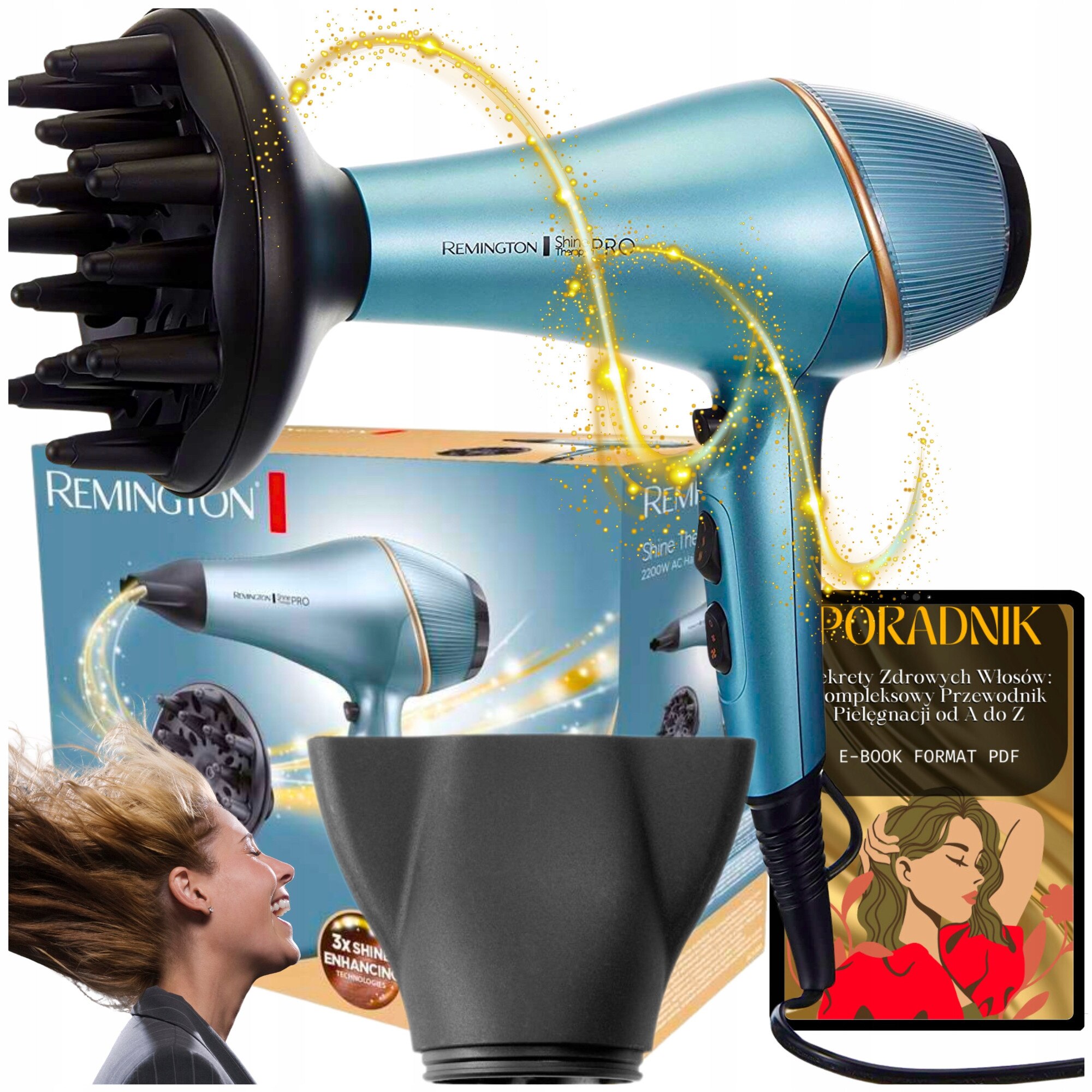 Uscator by Remington Shine Pro 2200W, Ionizare, Difuzor, Concentrator ...