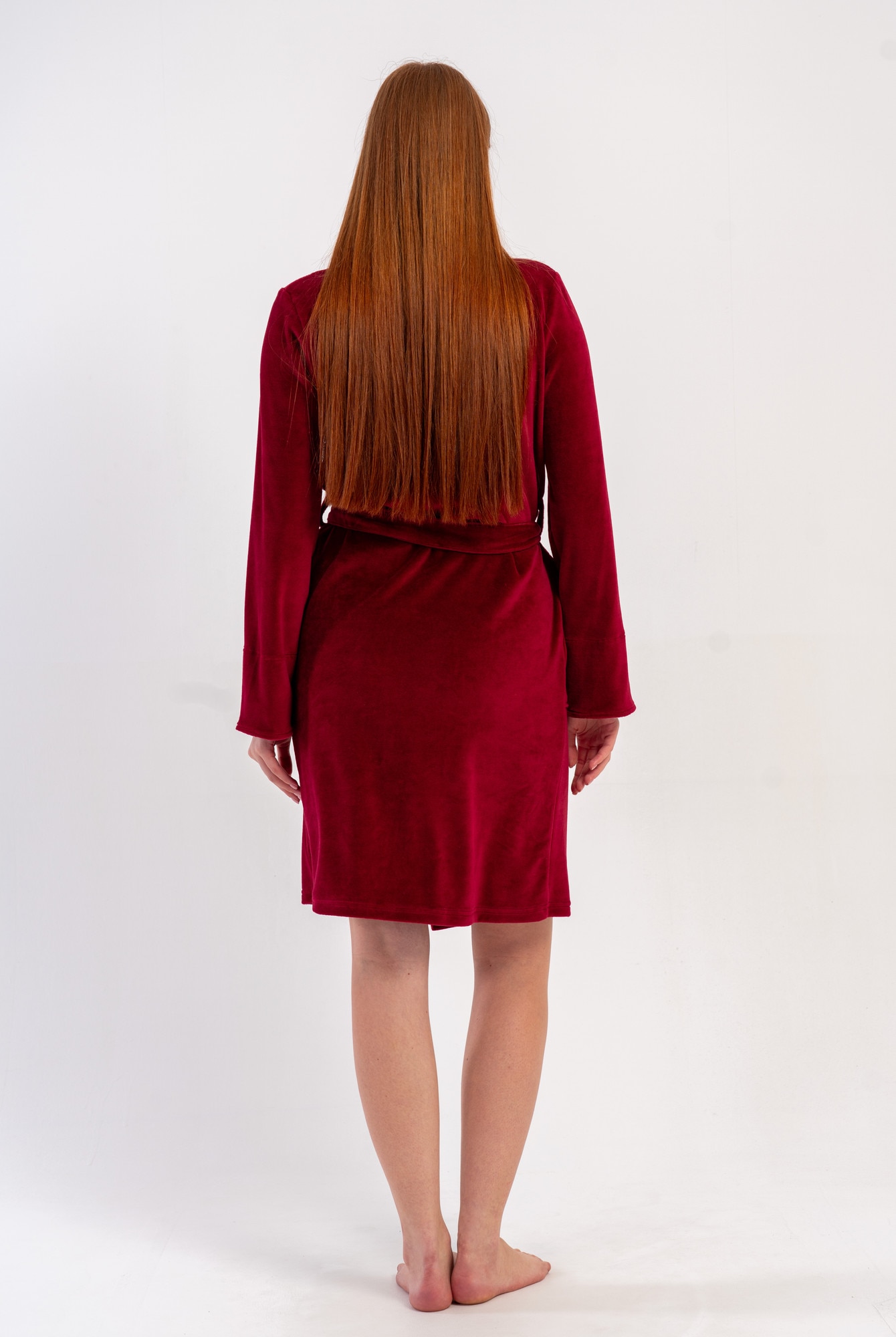 Halat dama Vienetta, model Velvet Touch, buzunare, cordon, catifea ...