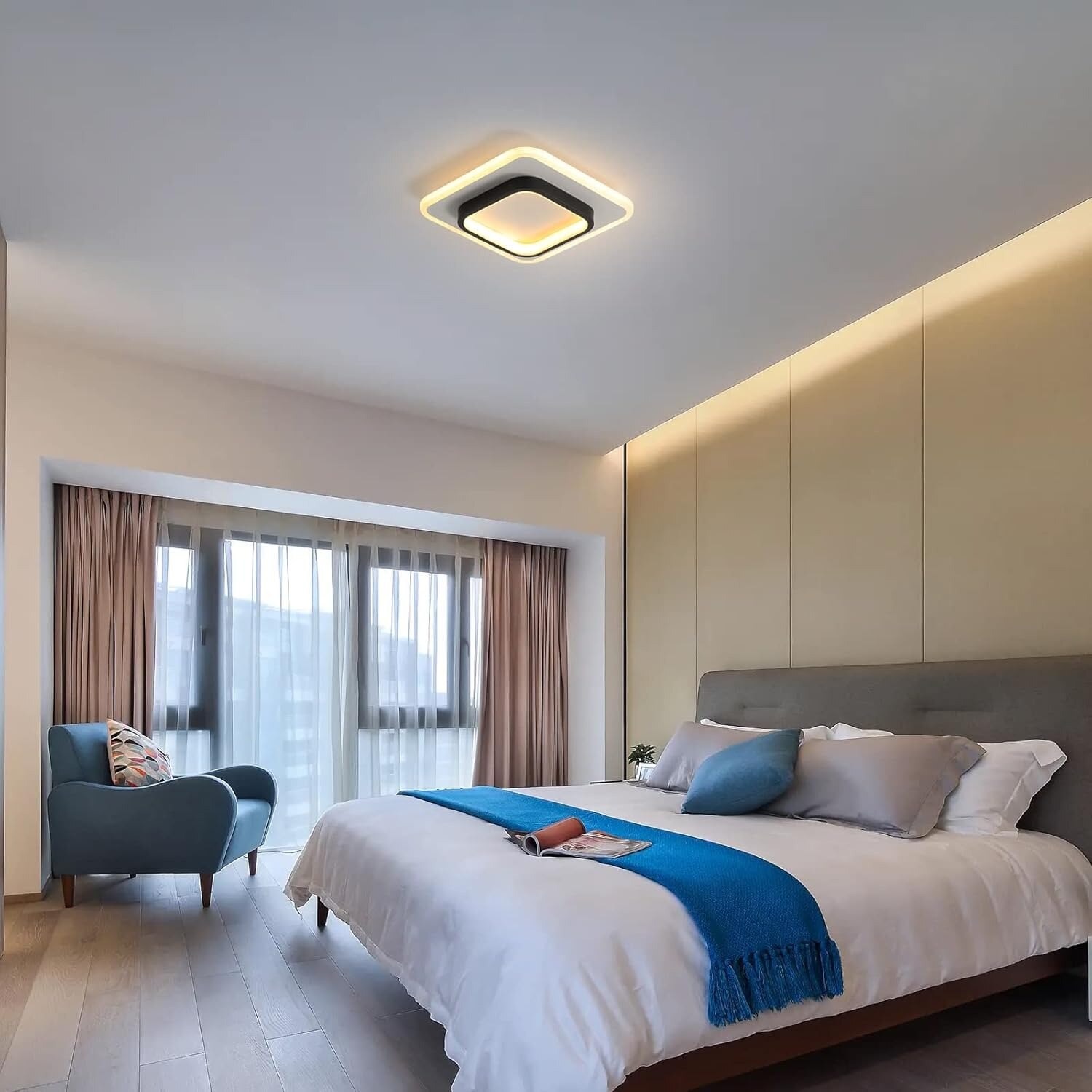 Lustra LED 20W - LEDIGANT, 2 Patrate, 3 trepte de culoare (Alb Rece ...