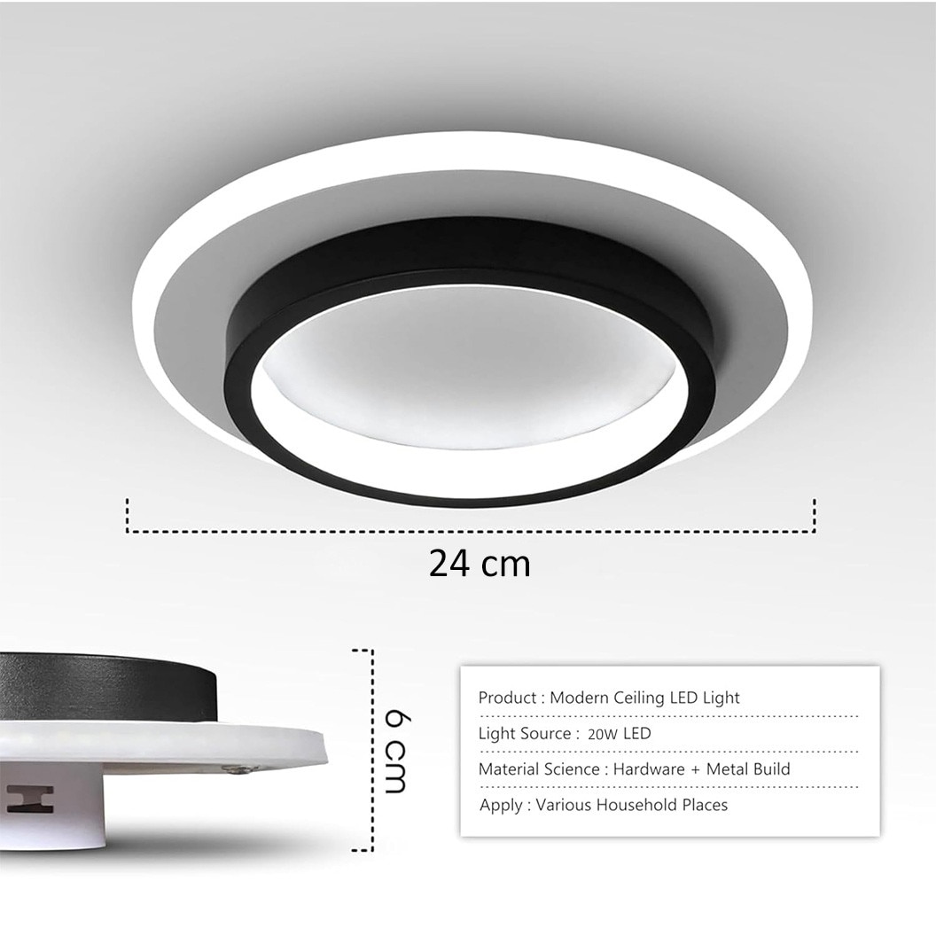 Lustra LED 20W - LEDIGANT, 2 Cercuri, 3 trepte de culoare (Alb Rece ...