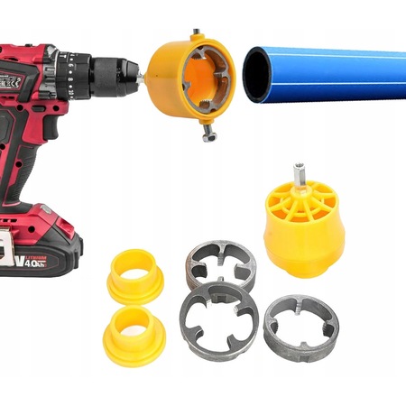 Set de Filetare Tevi PVC 1/2", 3/4", 1" cu Masina de Gaurit, 3 Matrite ...