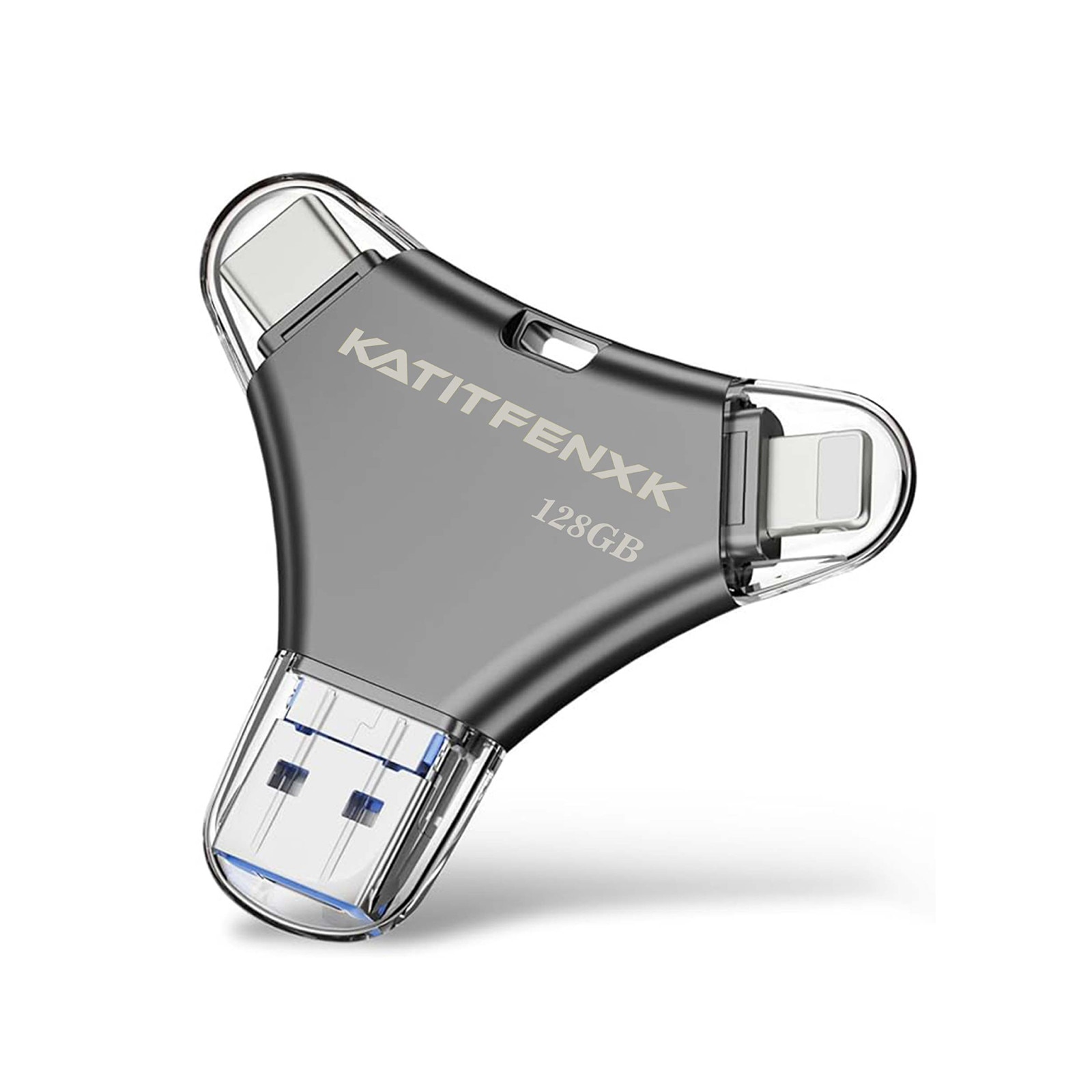 Stick Memorie USB 3.0, KATITFENXK, 128GB, Flash Drive 4 in 1, Adaptor ...