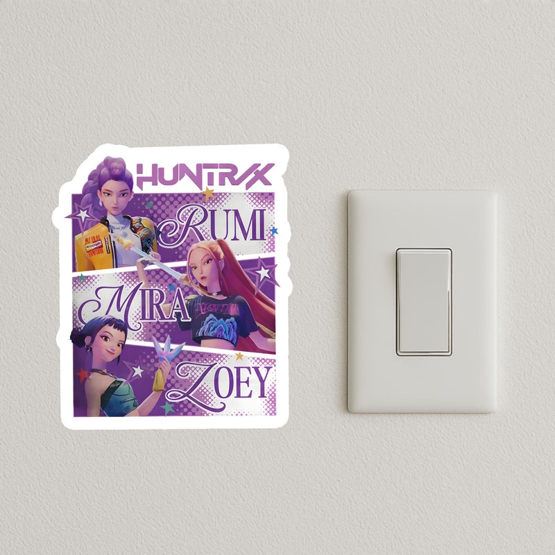 Sticker Huntrix Colaj Personaje Rumi Mira Zoey, Autoadeziv, Craciun ...