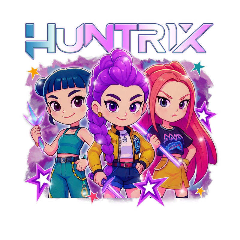 Sticker Huntrix K-Pop Hunters Demon Chibi Rumi Mira Zoey Stil Kawaii ...