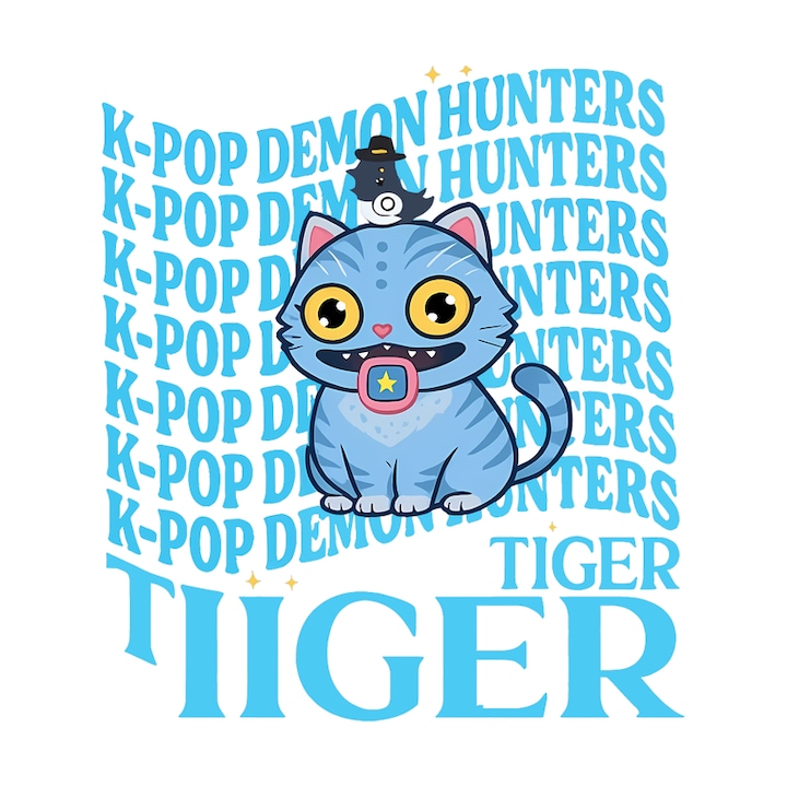 Sticker Huntrix K-Pop Hunters Demon Mascot Tiger Ilustratie Tip Poster ...