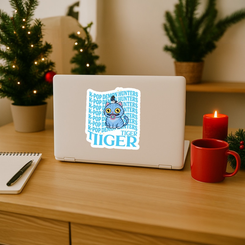 Sticker Huntrix K-Pop Hunters Demon Mascot Tiger Ilustratie Tip Poster ...