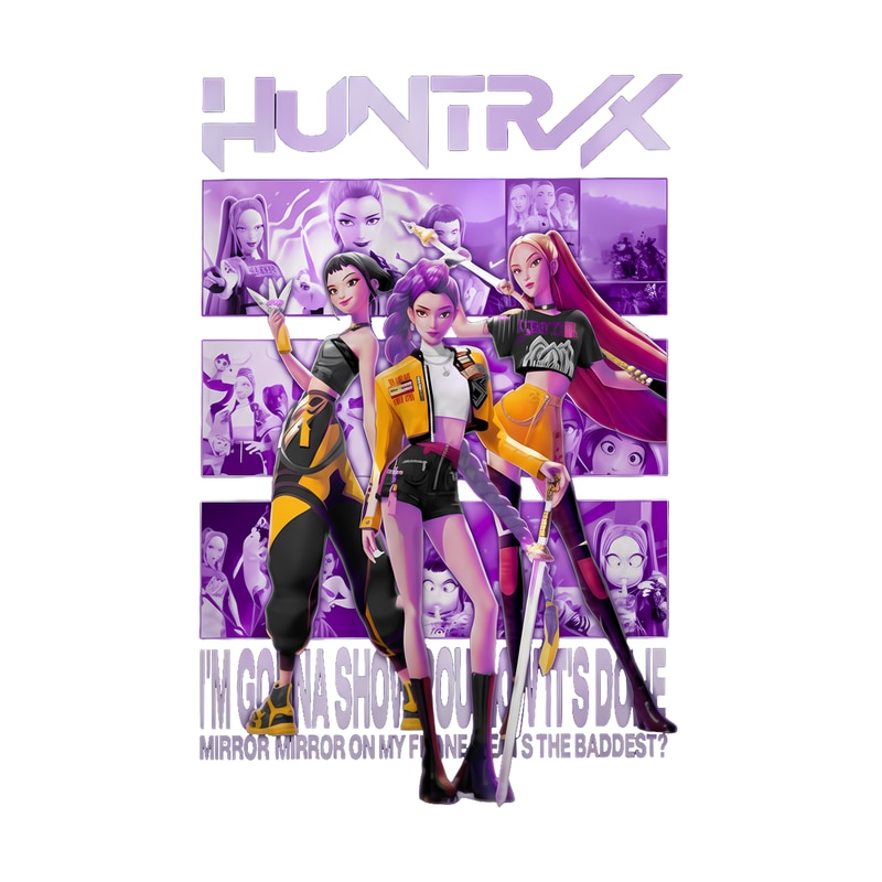 Sticker K-Pop Hunters Demon Huntrix Poster Violet Cu Echipa Completa ...