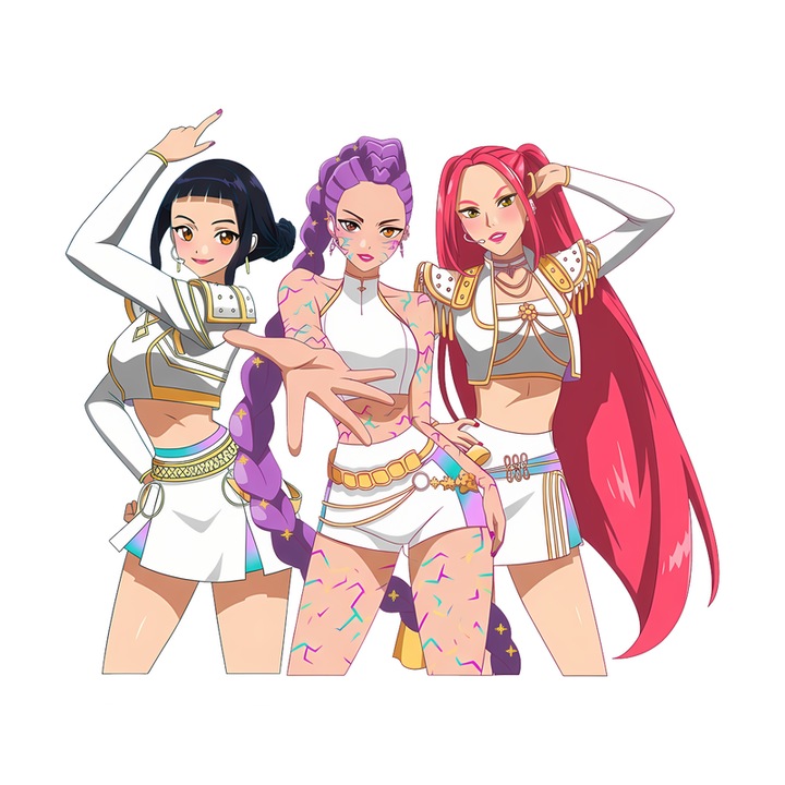 Sticker K-Pop Hunters Demon Huntrix Scena Vesela Cu Personajele ...