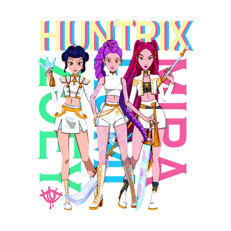 Sticker K-Pop Hunters Demon Huntrix Trio Idol Colorat Rumi Mira Zoey ...