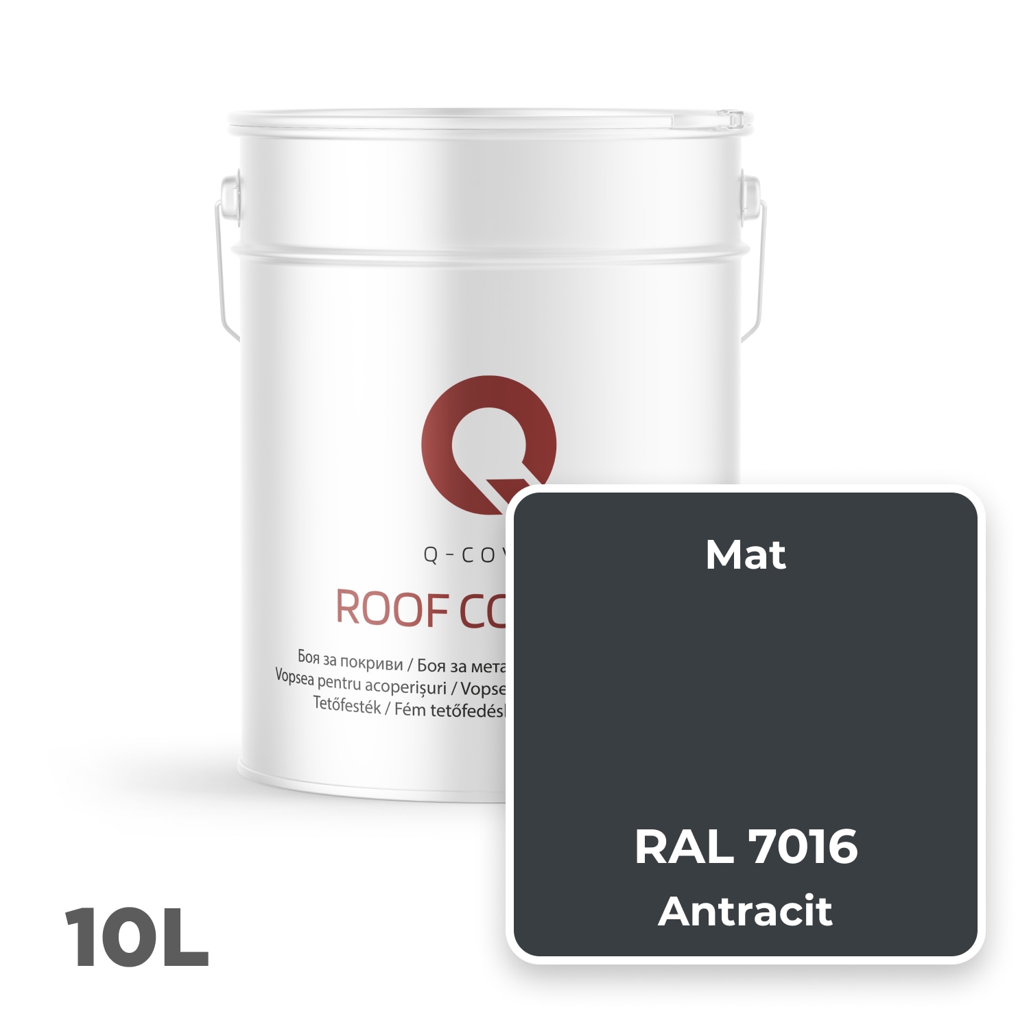Vopsea pentru acoperisuri metalice Q-COVER, Antracit RAL7016, 10L, Mat ...