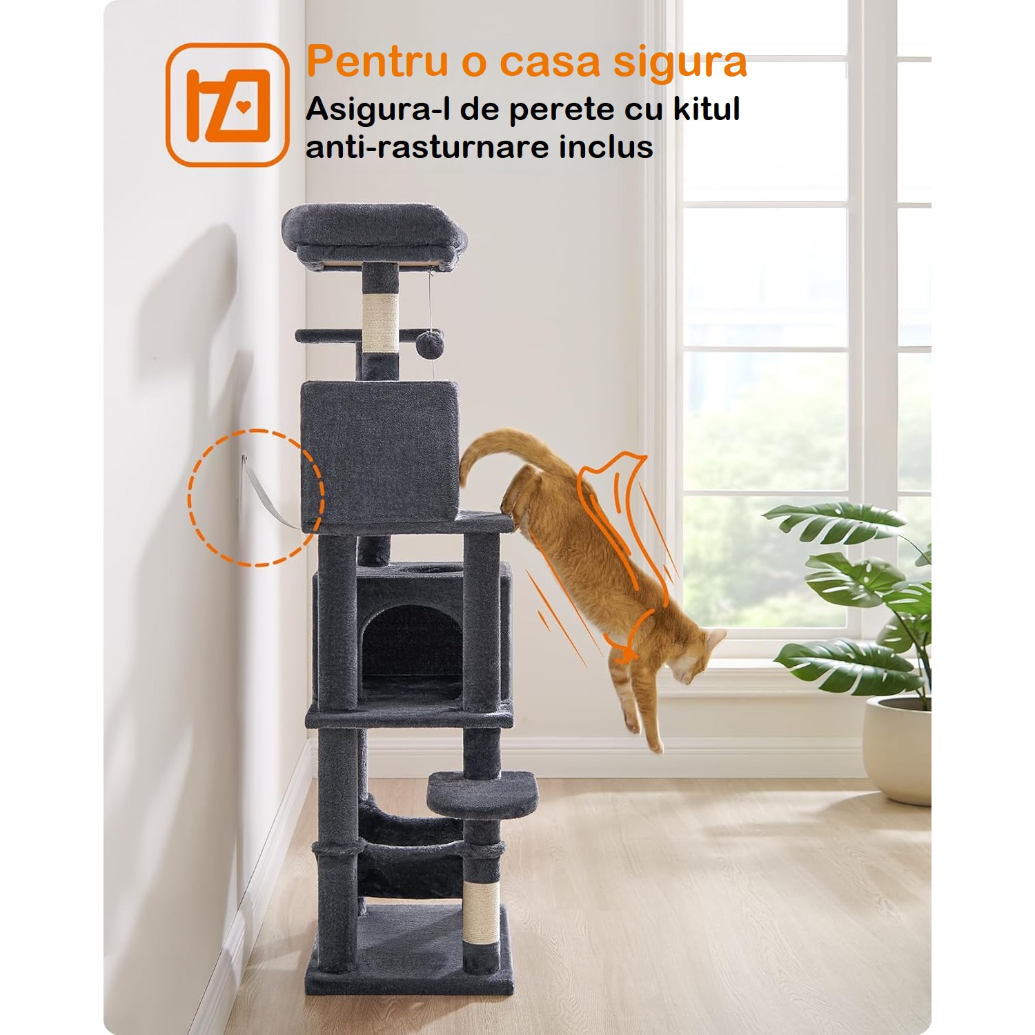 Ansamblu de Joaca pentru Pisici Huggo™ Hub UltraMax Multi-Level, Soft ...
