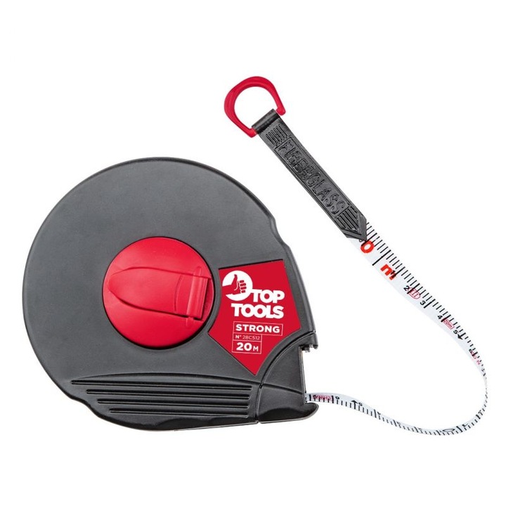 Ruleta Top Tools, 20m, fibra de sticla, plastic, 12.5mm - eMAG.ro