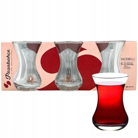 Set 6 pahare ceai turcesc Pasabahce Tulipanki 125ml, sticlă, design ...