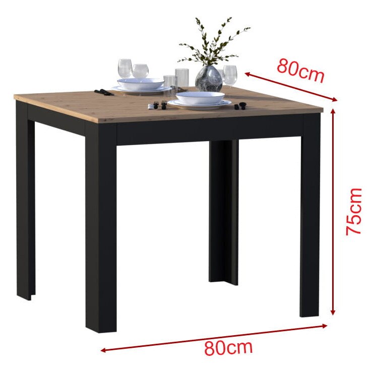 Masa patrata OLA, 80x80cm, alb mat, picioare stejar Sonoma, pentru ...