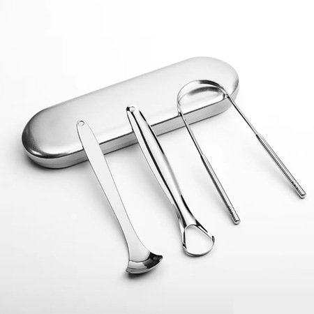 Set 3 dispozitive de curatare limba Simply Joy, otel inoxidabil ...