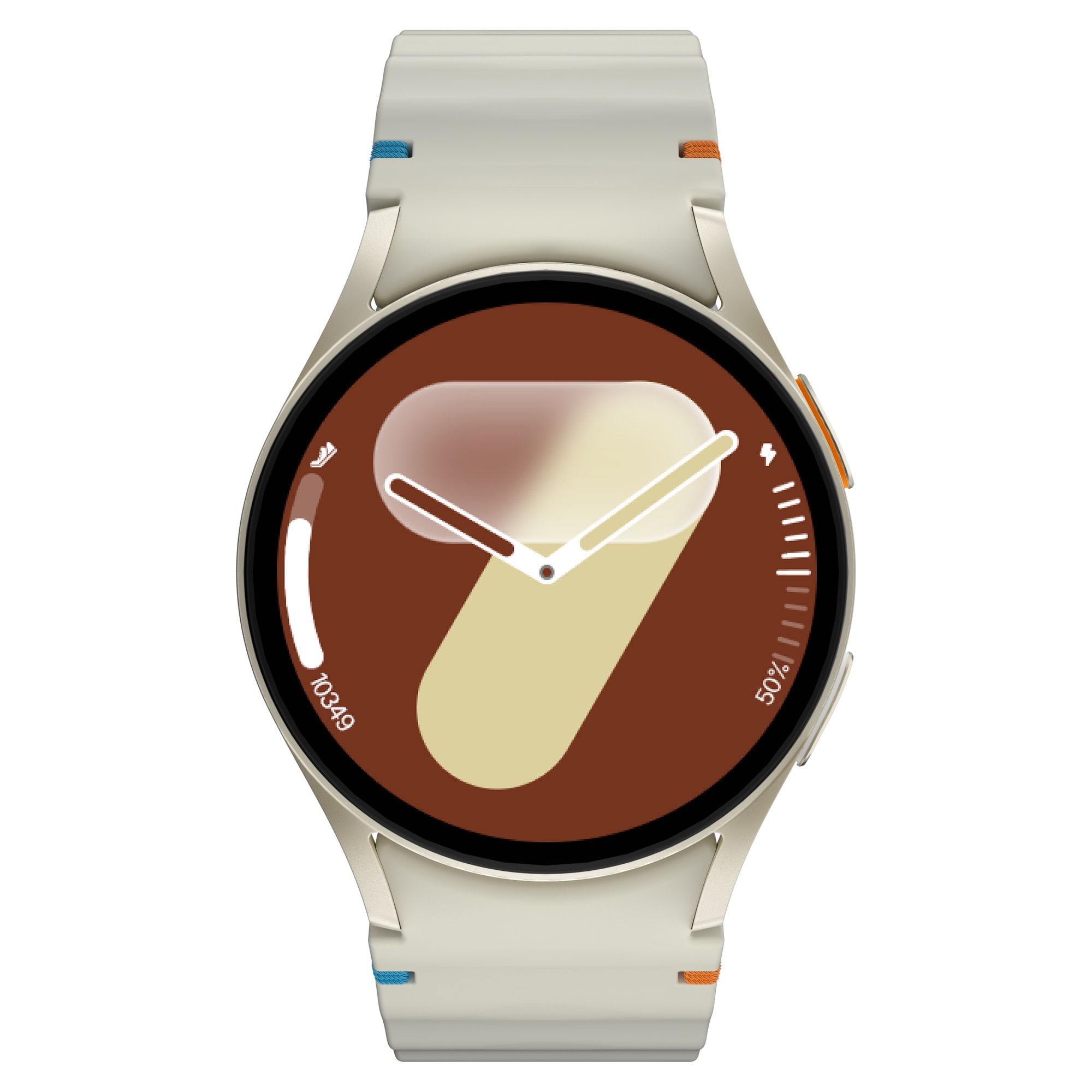 Ceas smartwatch Watch7 Mini, 1.3 inch AMOLED, Alb cu bratara silicon ...