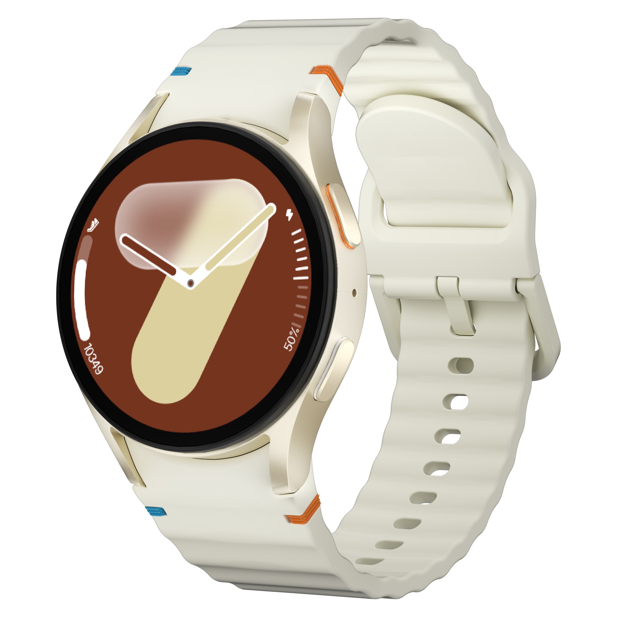 Ceas smartwatch Watch7 Mini, 1.3 inch AMOLED, Alb cu bratara silicon ...
