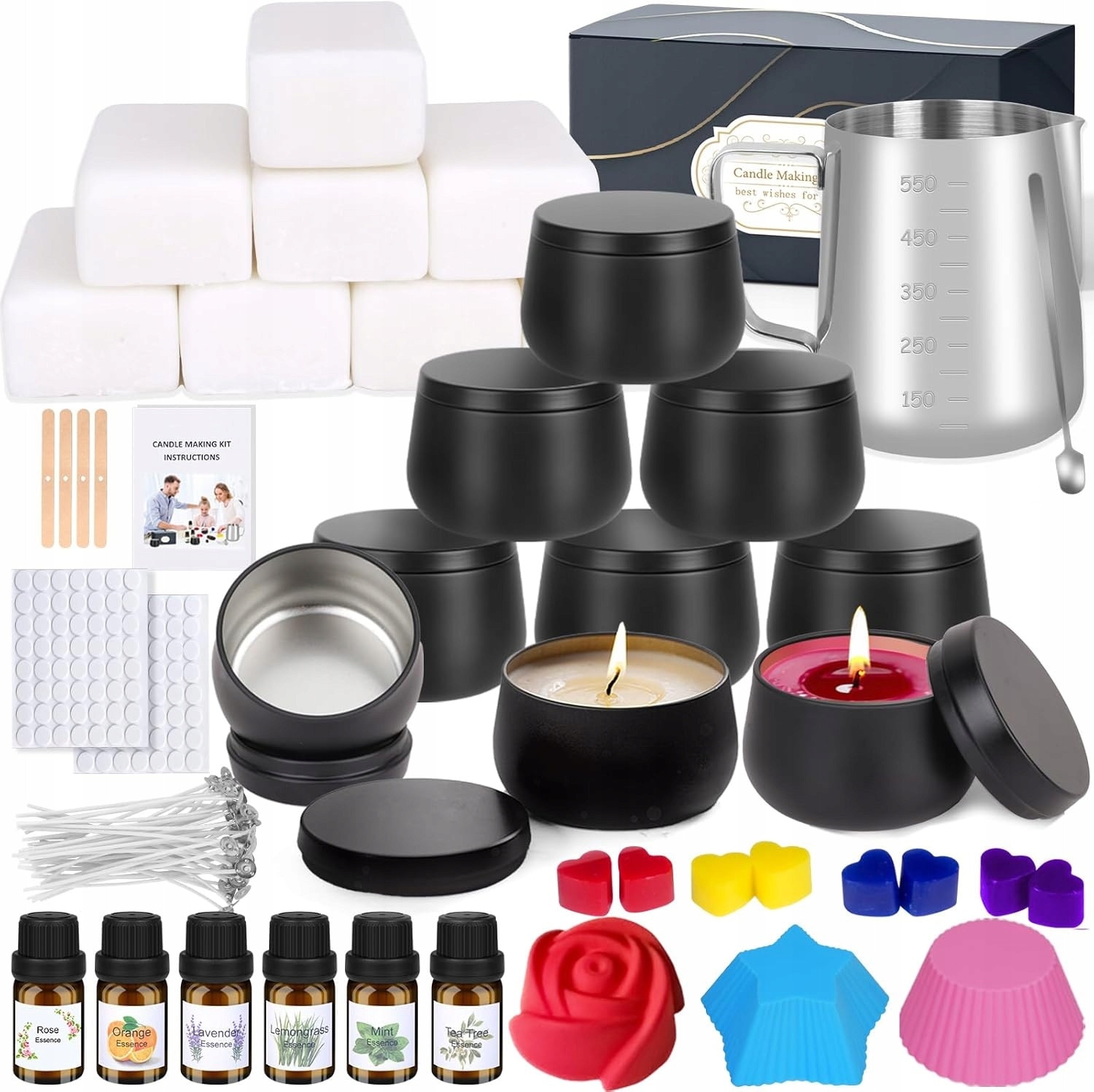 Set Complet pentru Lumanari DIY: Ceara, Recipiente, Coloranti si Arome ...