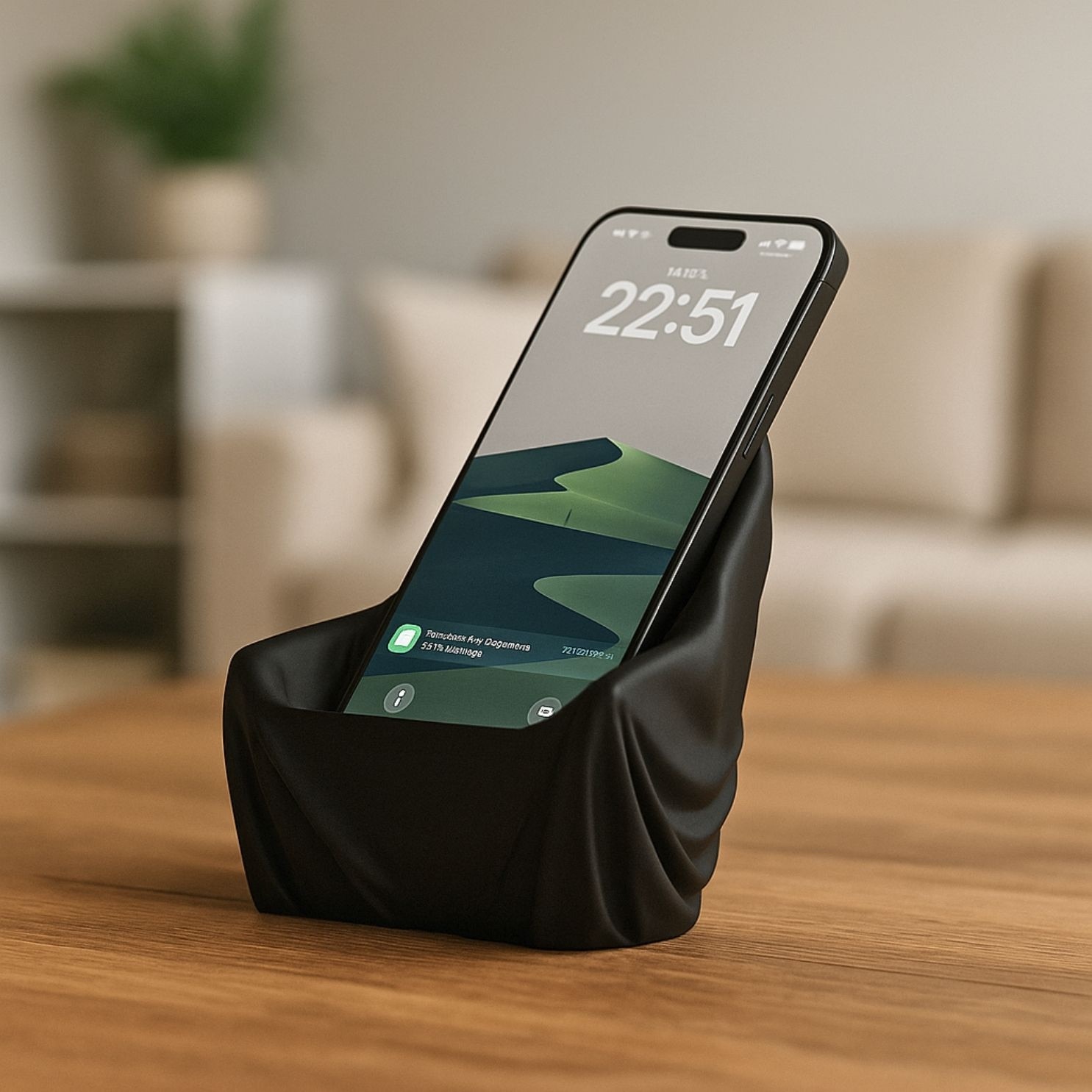 Suport pentru Telefon, Negru, 12.5x11.3x12.8cm, design artistic - eMAG.ro