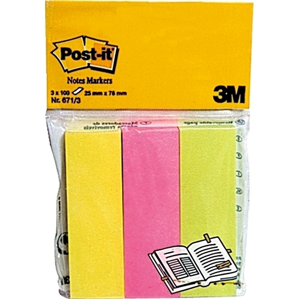 Page marker Post-it neon, 3 culori, 25 x 76 mm, 300 file - eMAG.ro