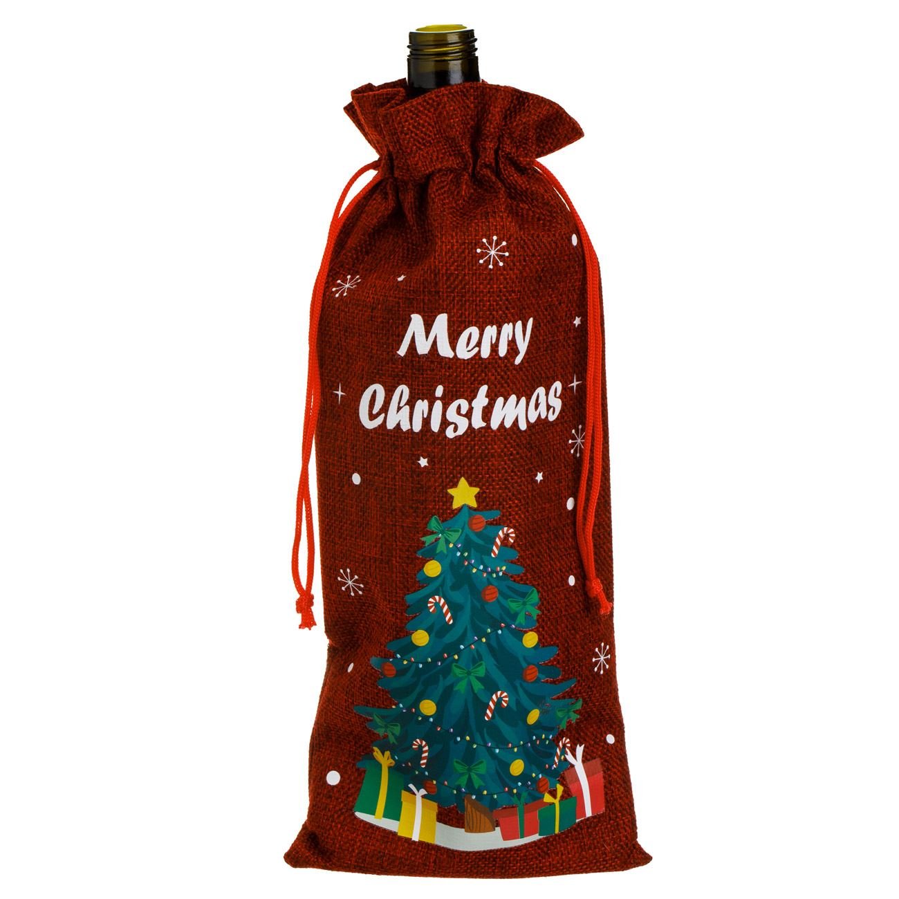 Husa Craciun Textila Rosie Sticla Vin Model Brad Decor Masa Festiva ...
