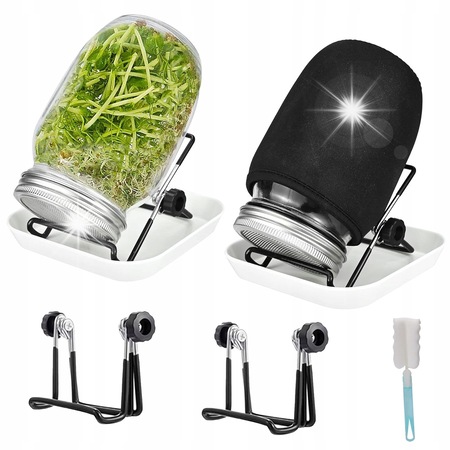 Set borcane germinare, Bedee, 2 x 1000ml, 2 tavite, 2 capace din inox ...