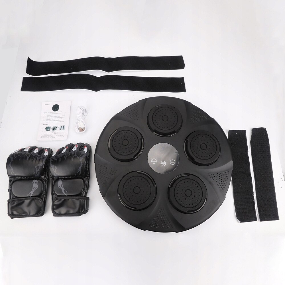 Masina de box cu muzica, set cu manusi de box, negru, 43x43cm - eMAG.ro