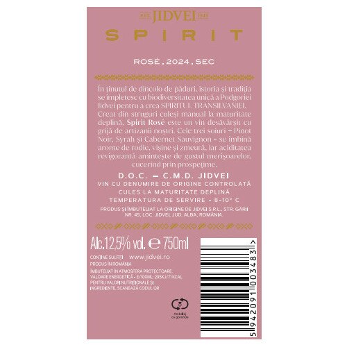 Vin Spirit Roze, Jidvei, sec, 0.75l - eMAG.ro