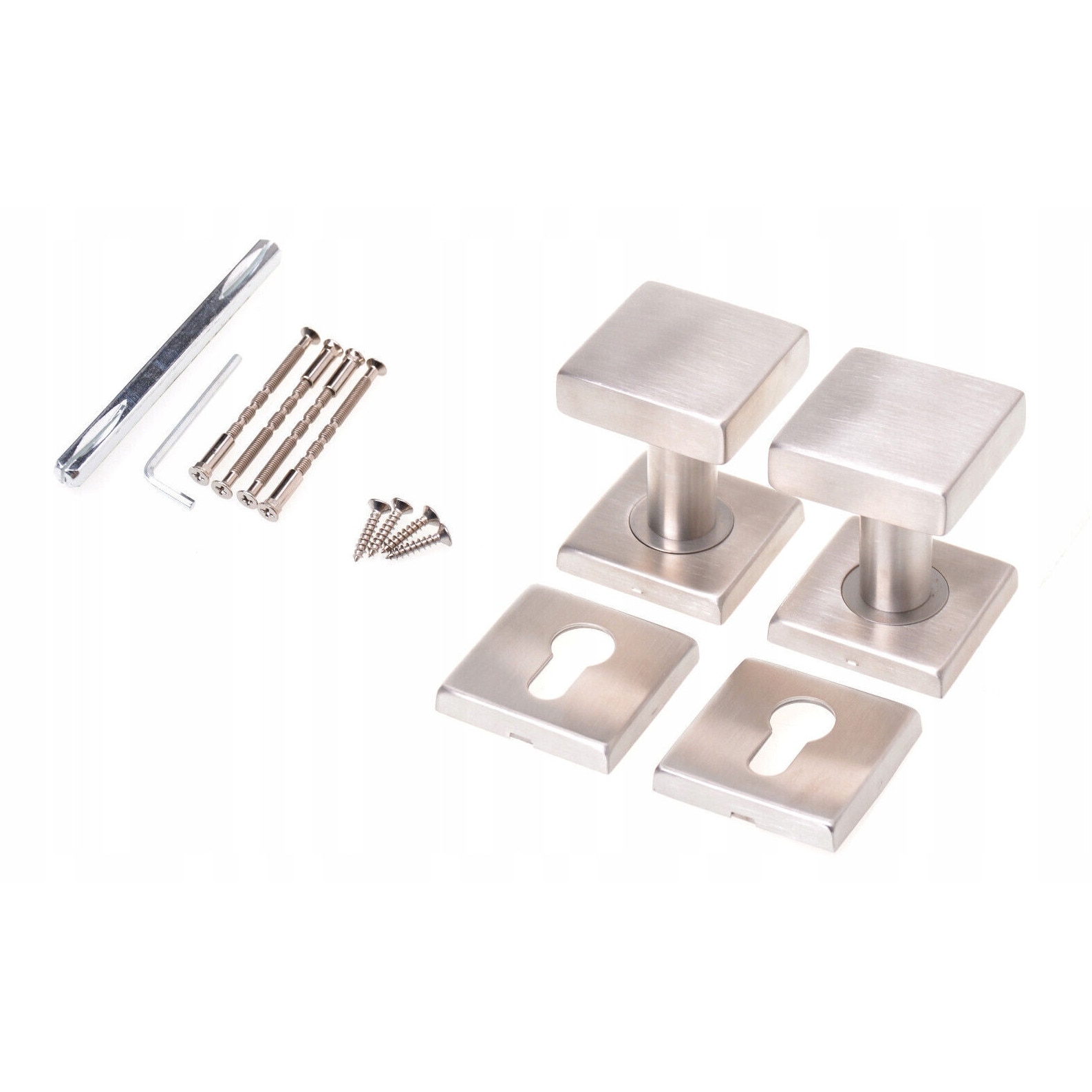 Set manere patrat fixe inox 304 cu placi 53x53x10mm, pentru usi si ...