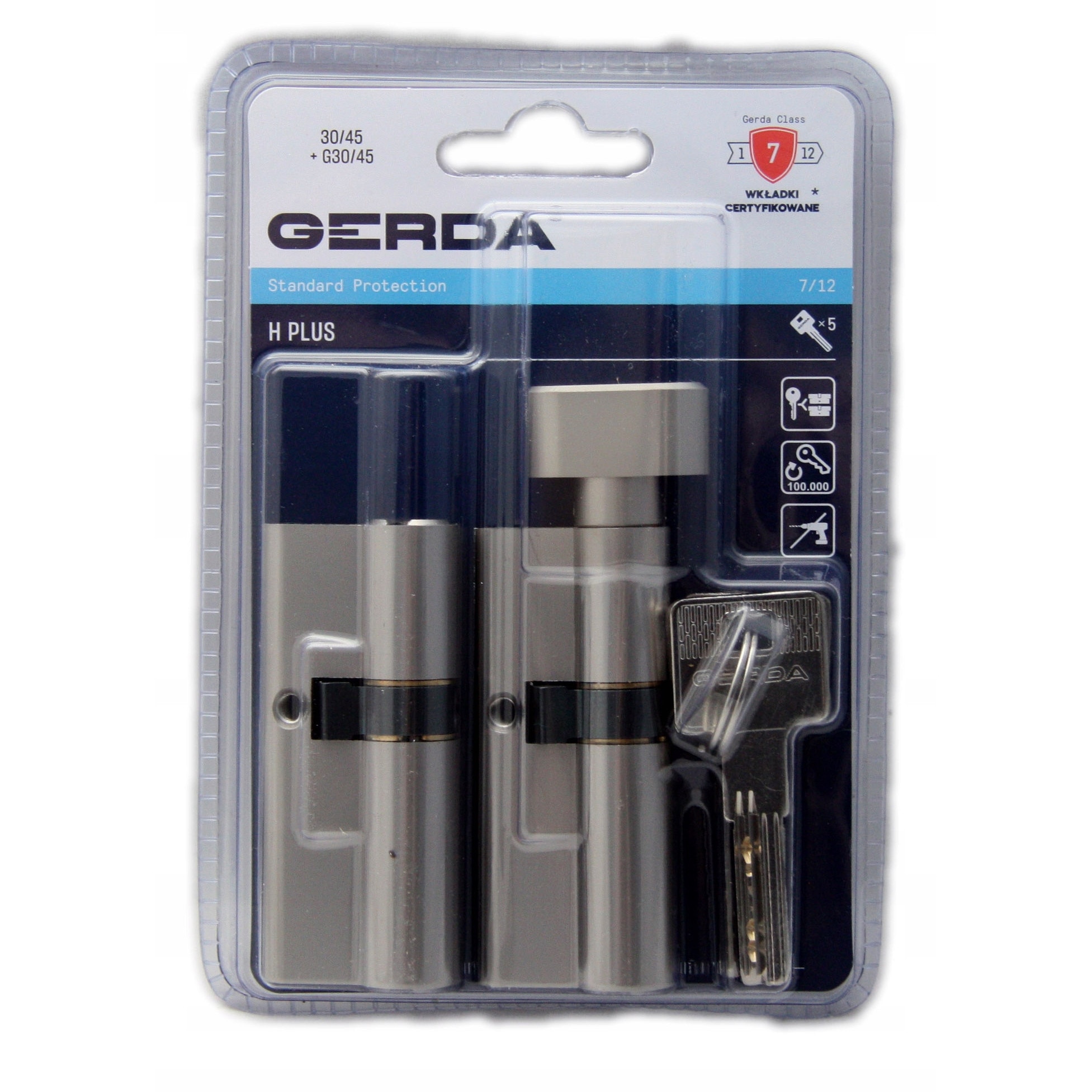 Set 2 cilindri Gerda H Plus, nichel, 30x45mm și 30Gx45mm - eMAG.ro