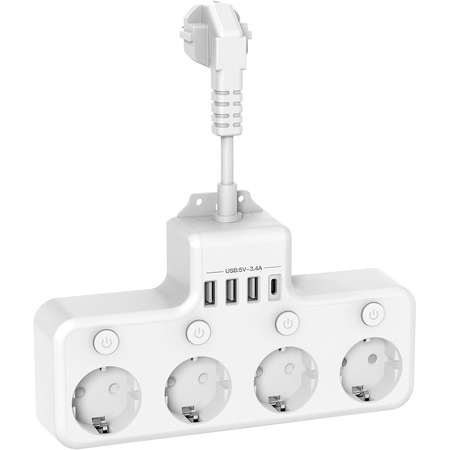 Prelungitor Multipli 8-in-1, 4000W, cu 4 Prize AC si 4 Porturi USB(3 ...