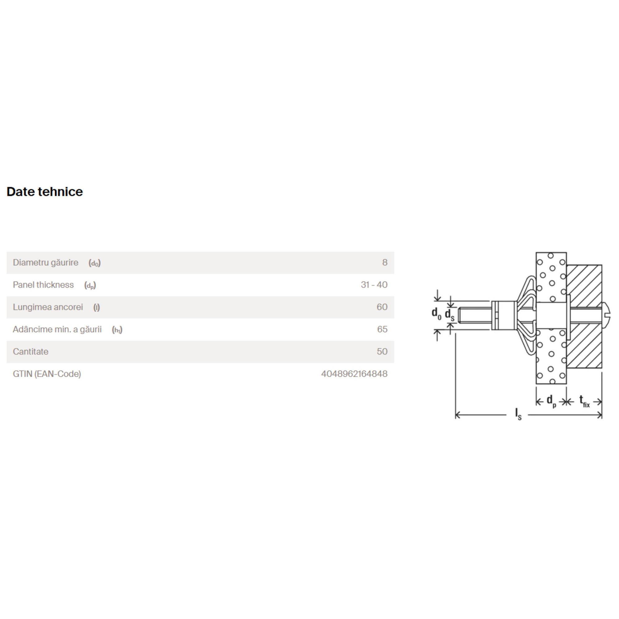 Dibluri Fischer HM 4 x 60 S, pentru gips-carton, fixare metalică, set ...