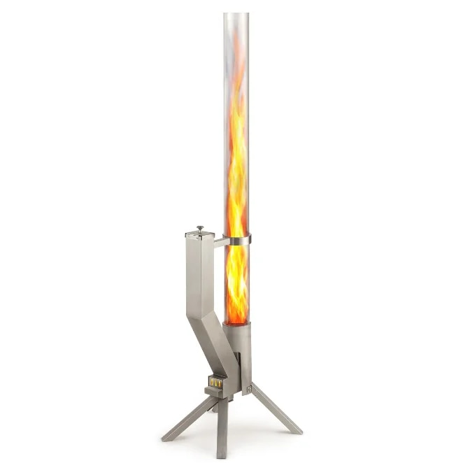 Incalzitor terasa cu peleti Clasic argintiu, inox, flacara 1m, 130cm ...
