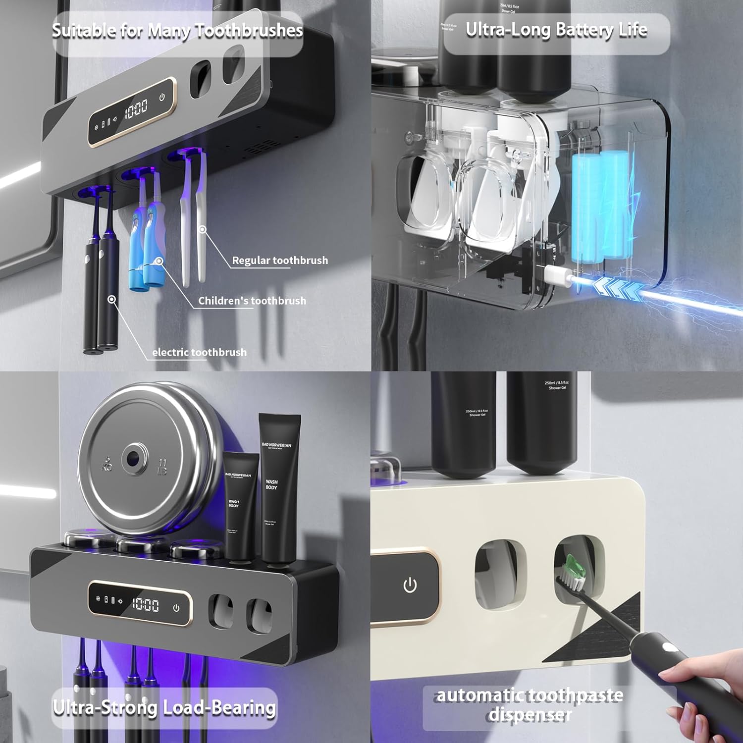 SHIJOOE fogkefetartó, automata fogkrémadagoló, 6 nyílás, 3 csésze ...