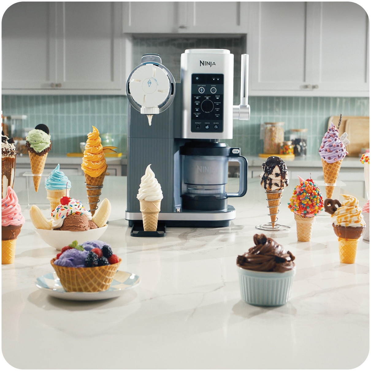 Aparat inghetata la cornet Ninja CREAMi Swirl NC701EU, 13-in-1, maneta ...