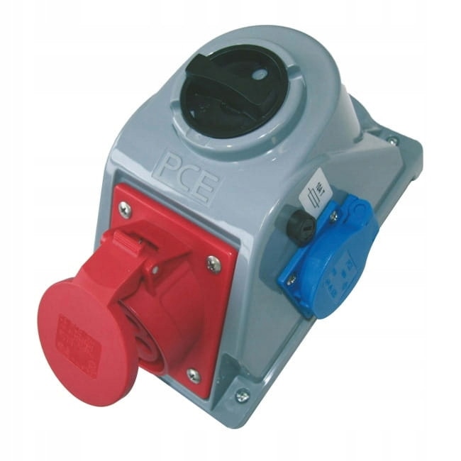 Set instalare cu priza 16A 5P+2x2P+Z schuko, rosu, 400V, IP44 - eMAG.ro