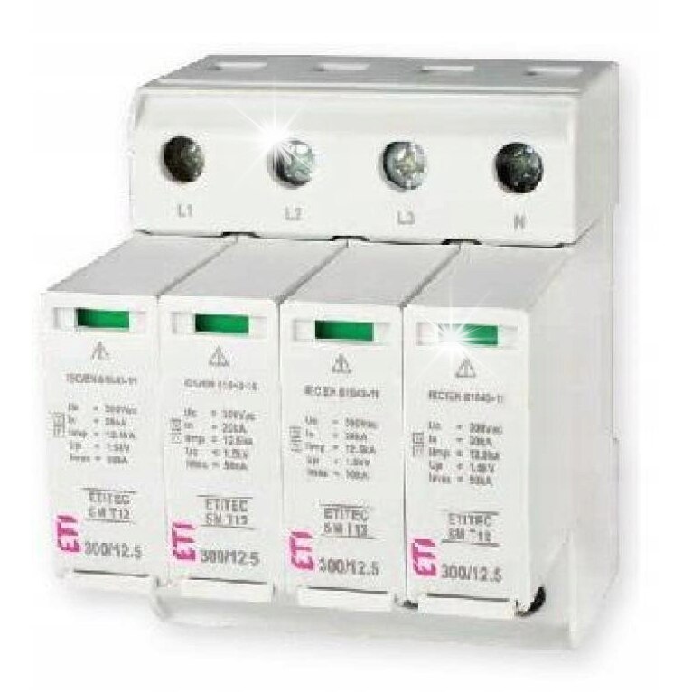 Limitator de supratensiune ETITEC SM T12 300/12,5 12,5 kA, 3+1, tip B,C ...
