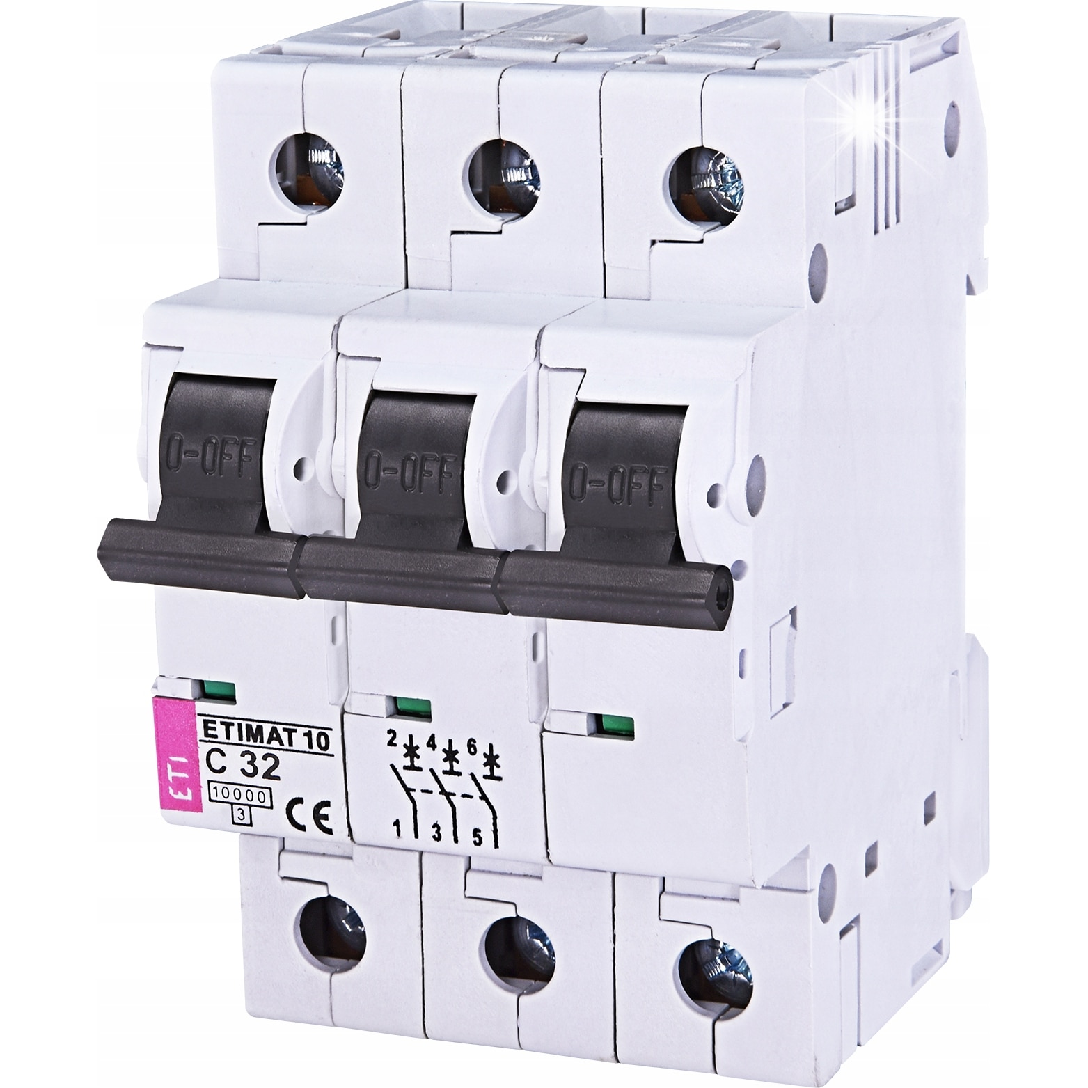 Електрическа безопасност 3P C 32A 10kA AC ETIMAT10, 42,5 мм, IP20, 3 ...