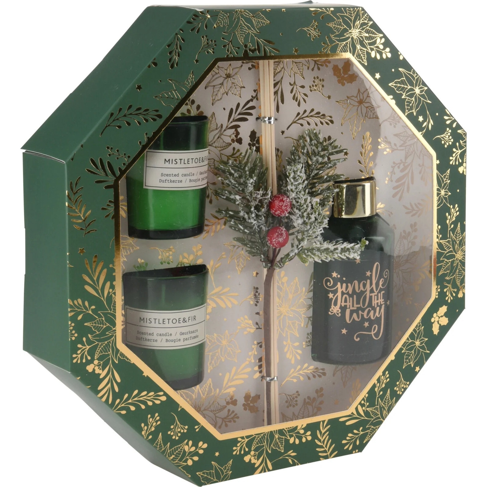 Set Cadou Odorizant Camera si Lumanare, Christmas Green Edition - eMAG.ro
