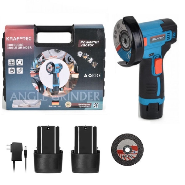 Set polizor unghiular fără fir KRAFTEC 24V cu 2 baterii, lame de 75mm ...