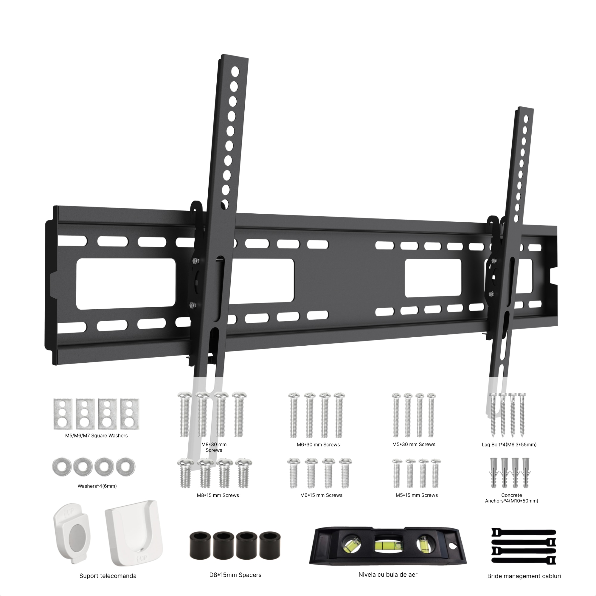 Suport TV perete reglabil VGSOLID 48T XL, 43–90 inch (109–229 cm), VESA ...