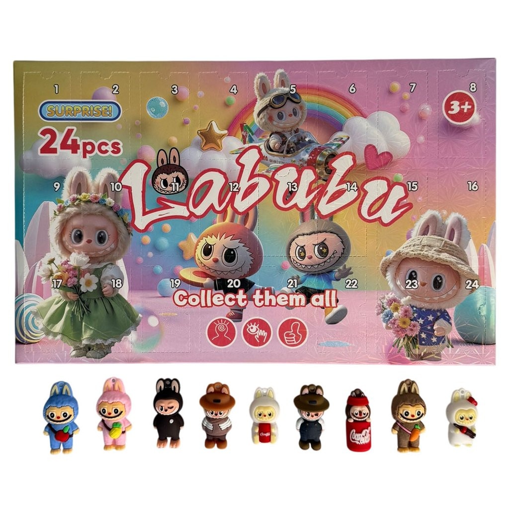 Calendar advent Labubu, 24 figurine cauciucate, 3 cm, BimBimBo - eMAG.ro