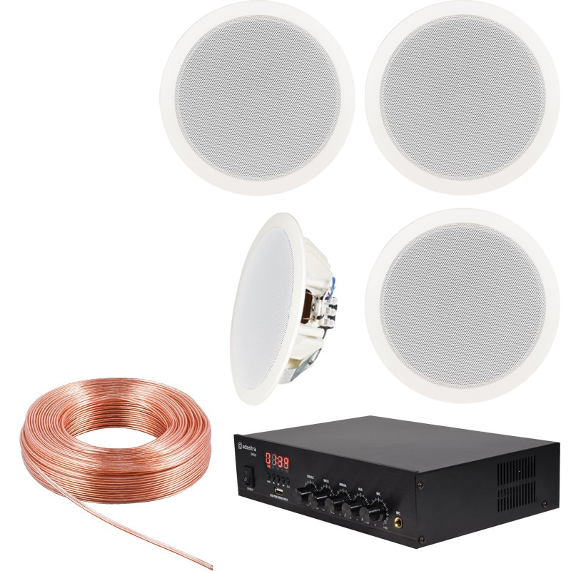 Sistem Audio 4 Boxe tavan cu Statie 100V Adastra Bundle 4, Bluetooth ...