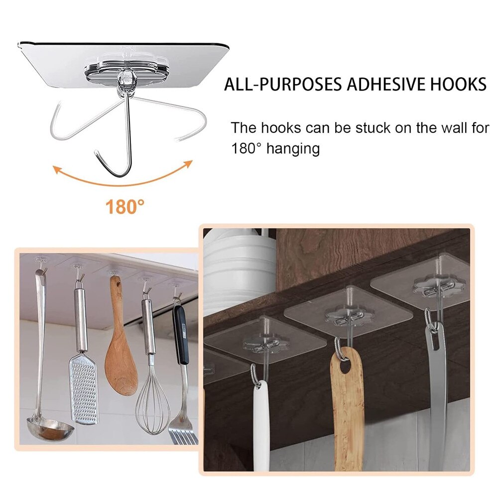 Set 20 carlige adezive Huideng transparente rezistente 10kg rotative ...