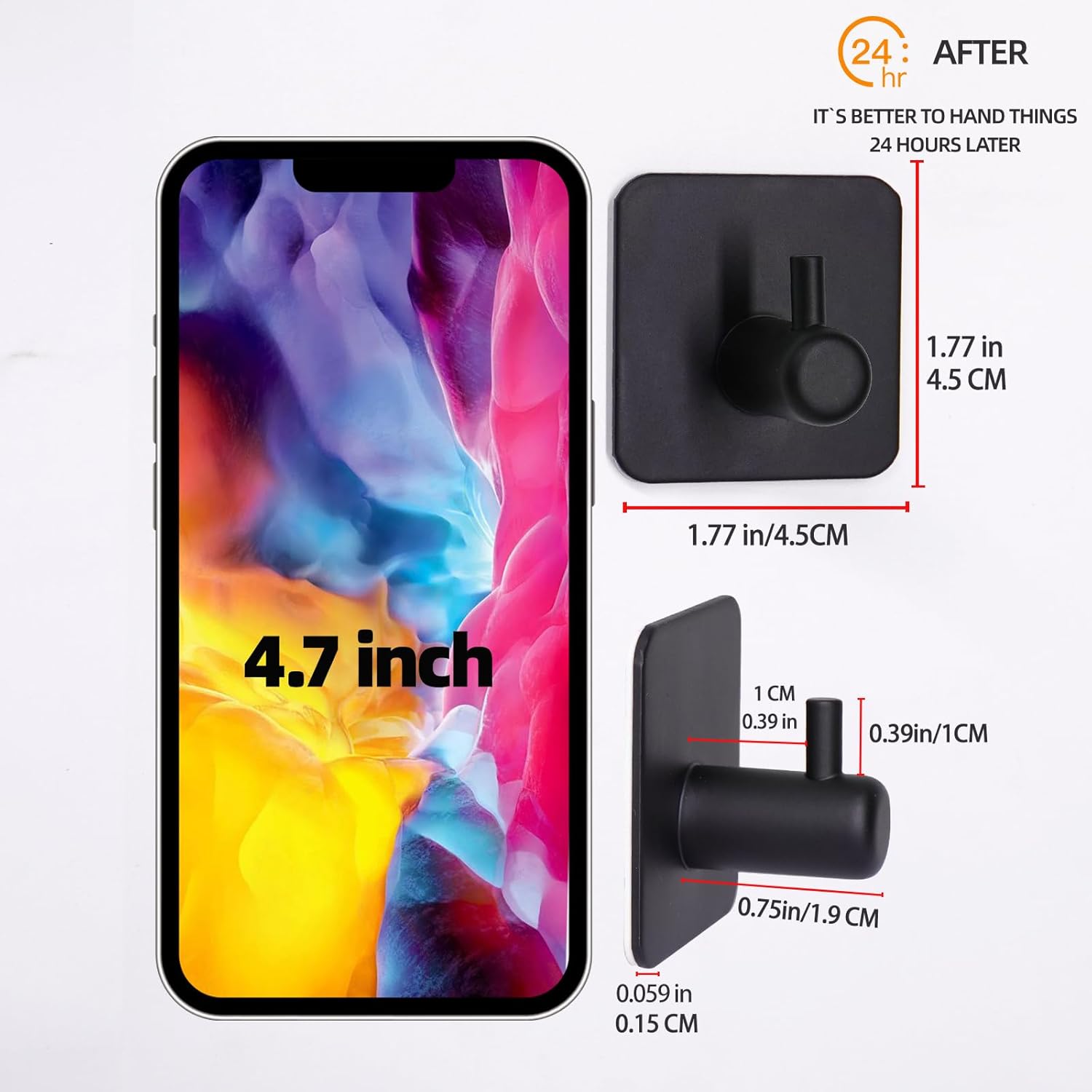 Carlige pentru prosoape Huideng, set 4 buc, negru inox rezistent la apa ...