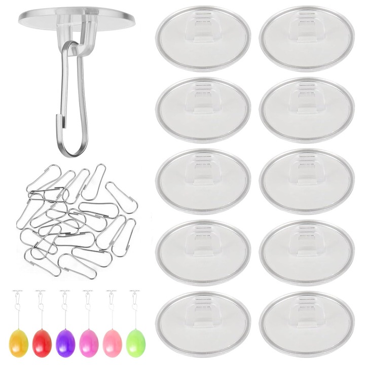Set 10 ventuze transparente autoadezive, PVC, rezistente la apa - eMAG.ro