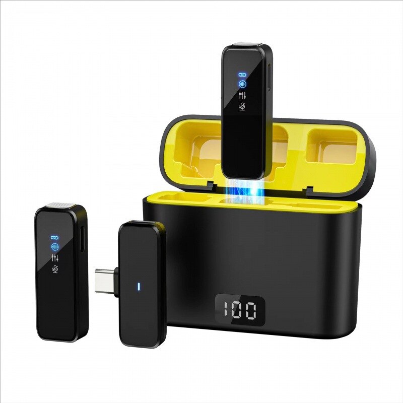 Microfon lavalier wireless, receptor pentru telefon mobil, compartiment ...